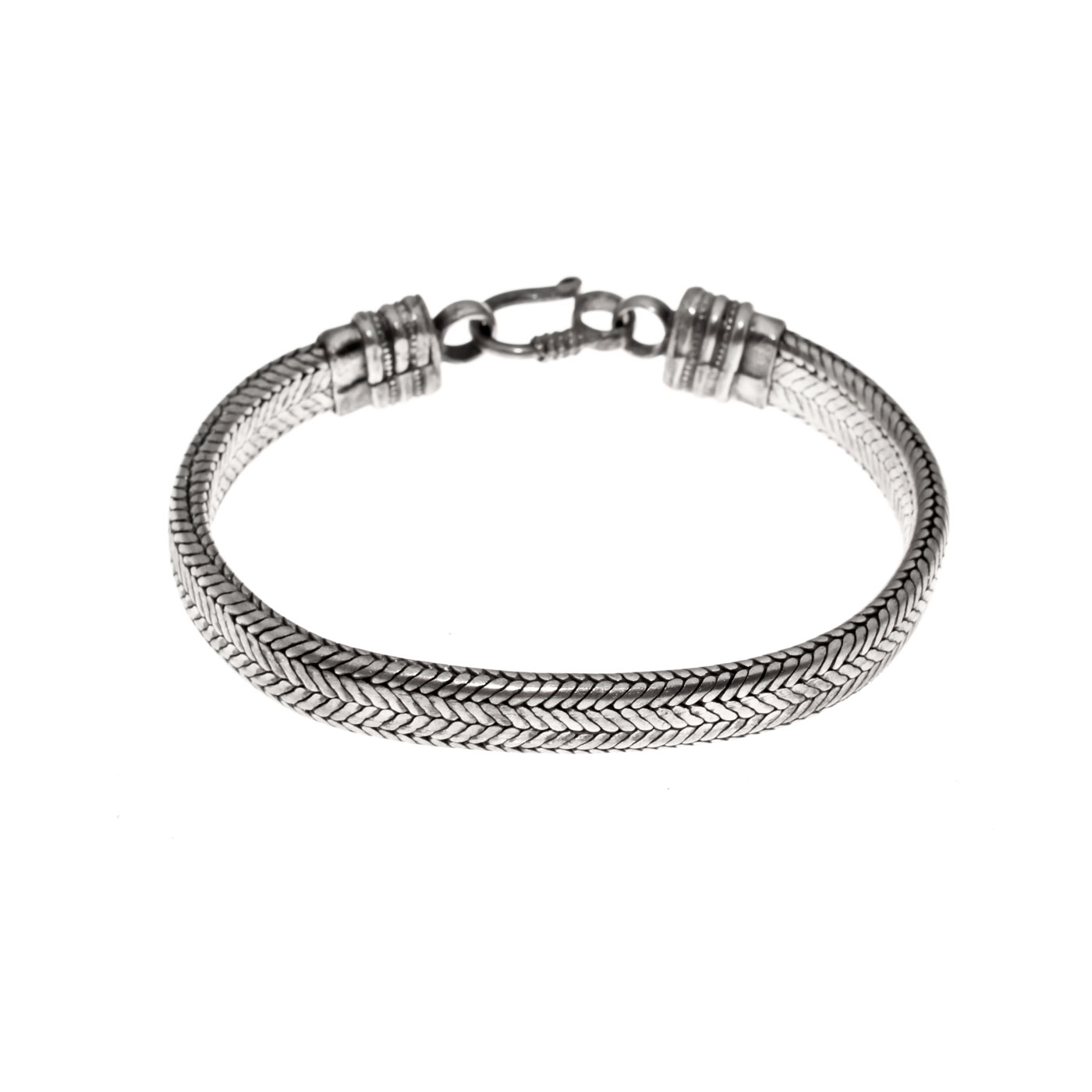 Bracciale uomo snake piatto in argento 068PN